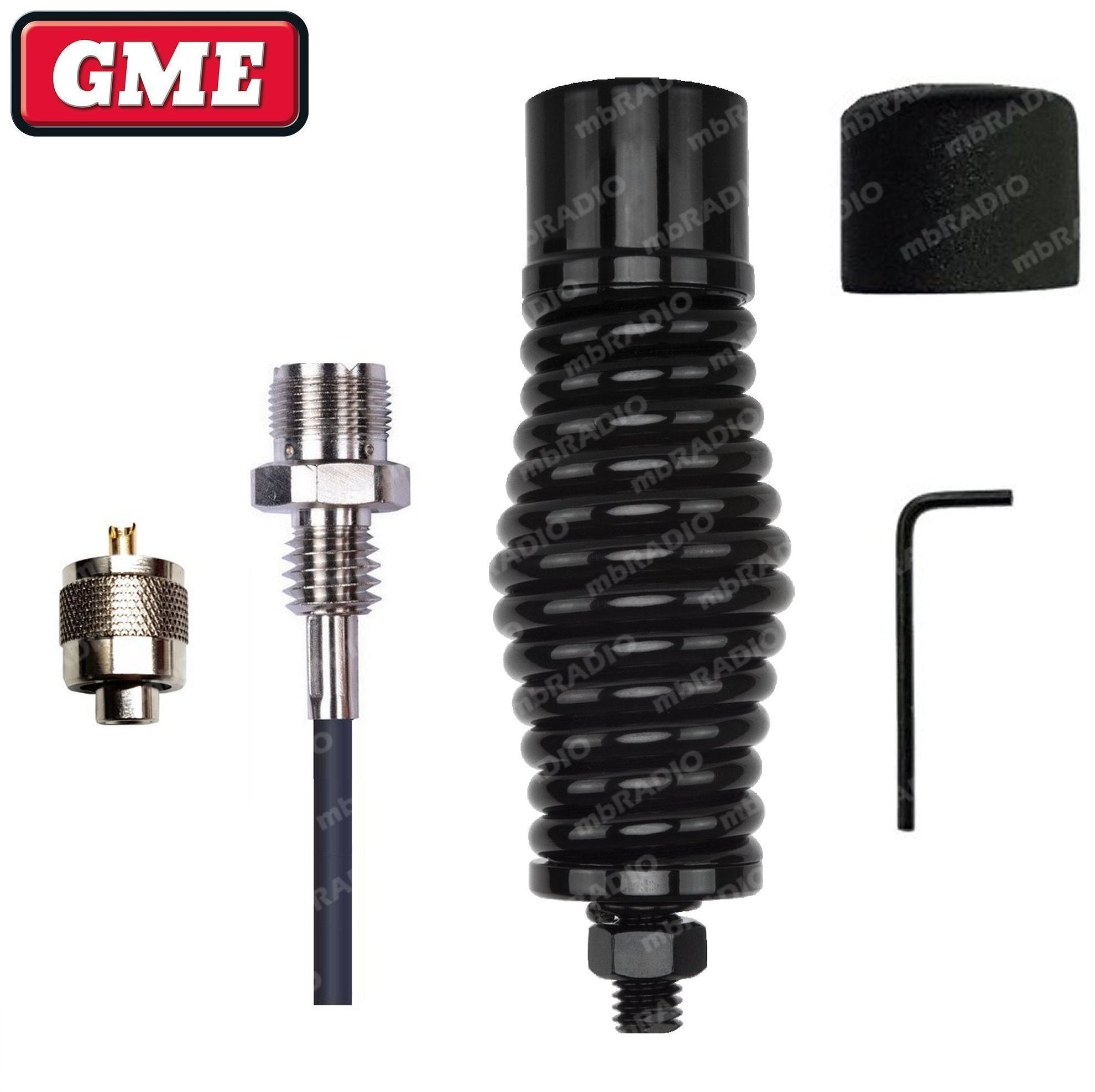 GME AS004B BLACK HEAVY DUTY ANTENNA SPRING, CABLE & PL259 PLUG AE4013B – mbRADIO