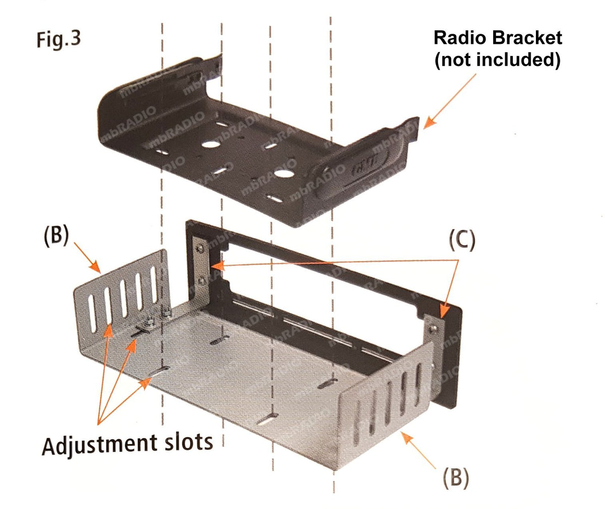 GME MBD001 IN DASH DIN MOUNTING BRACKET (FITS MODELS AS LISTED) – mbRADIO