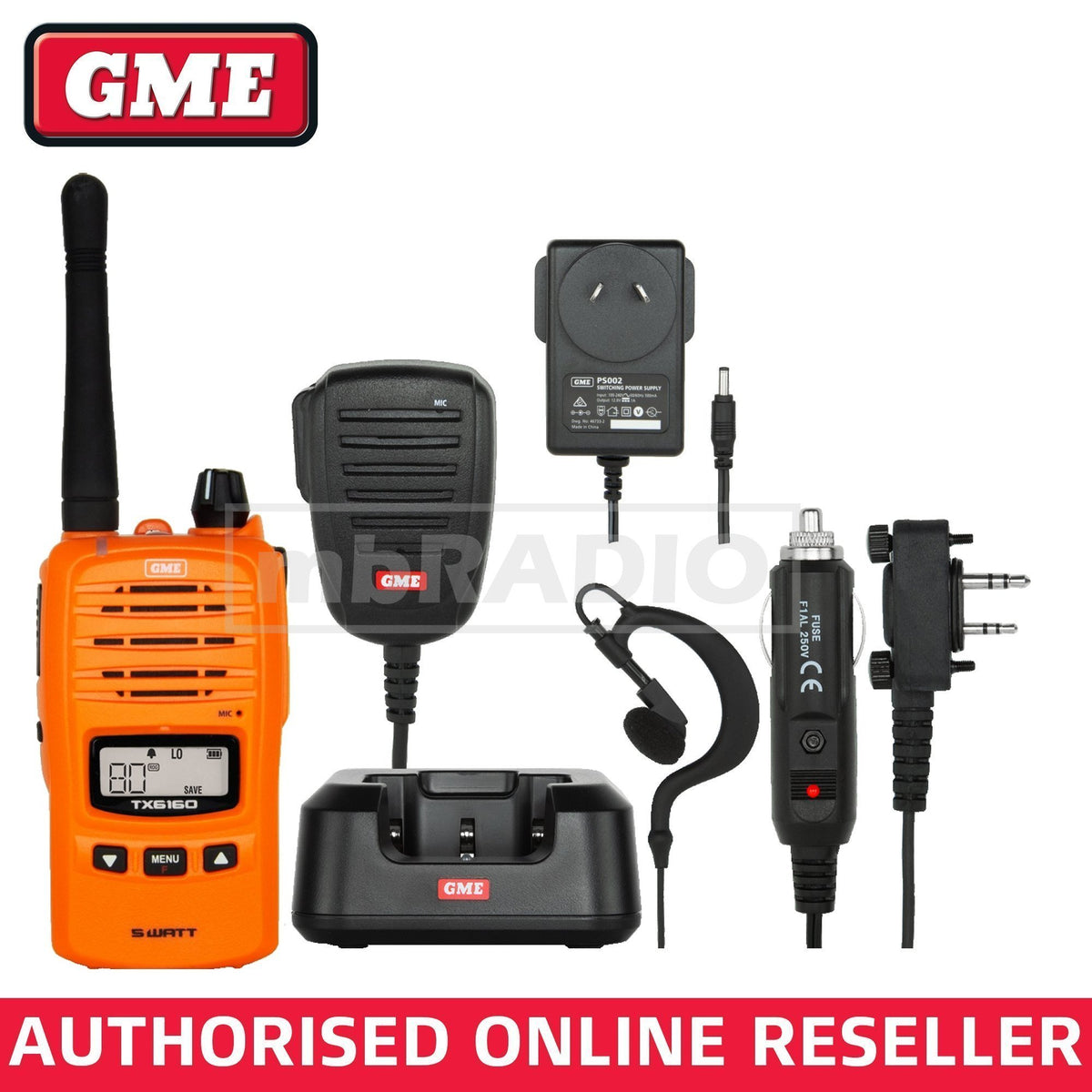 GME TX6160XO ORANGE 5 WATT IP67 CB HAND HELD RADIO & ACCESSORIES – mbRADIO